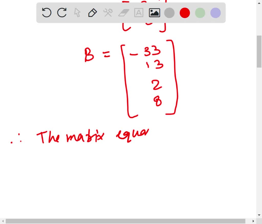 SOLVED: Use the definition of Ax to write the matrix equation as a ... SOLVED: Use the definition of Ax to write the matrix equation as a ...