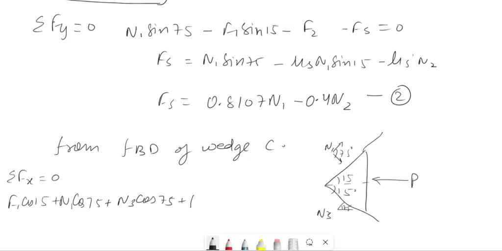 SOLVED: The coefficient of static friction between wedges B and C is μs = 0.6 and between ...