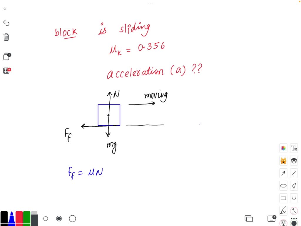SOLVED: A block of mass 7 kg is sliding down a rough slope, which is angled 53.13∘ below the ...