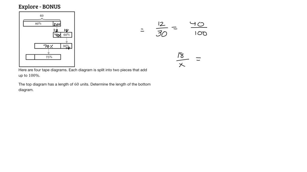 SOLVED: Explore Here are four tape diagrams. Each diagram is split into ...