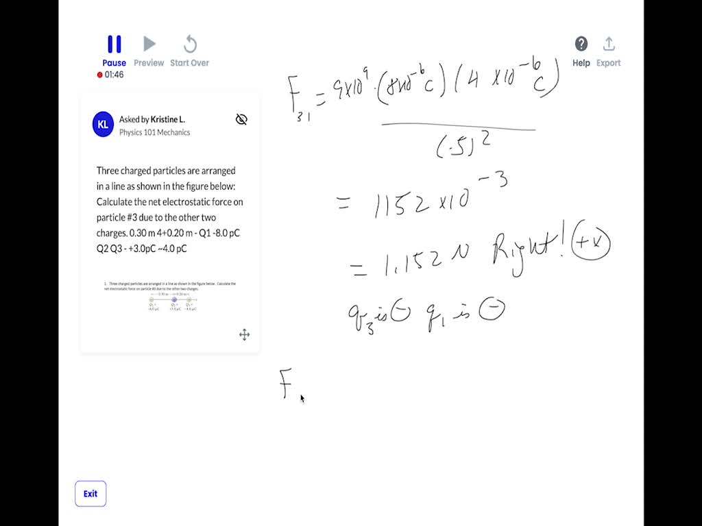 SOLVED: Three charges in a line. Three charged particles are arranged in a line, as shown in ...