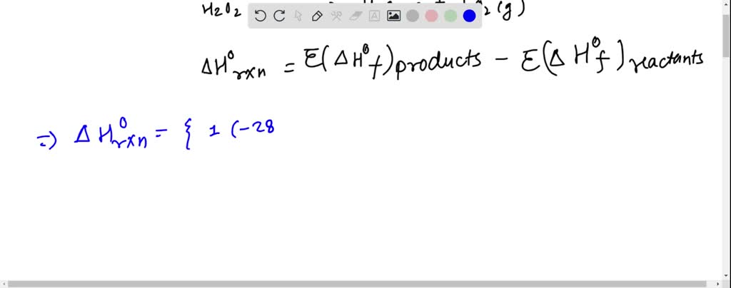 SOLVED: Consider the following reaction: H2O2(aq) + 2H2O(l) â†’ O2(g ...