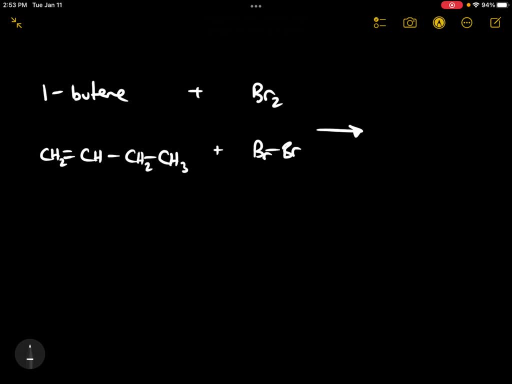 SOLVED: When 1-butene is mixed with excess bromine. What is the ...