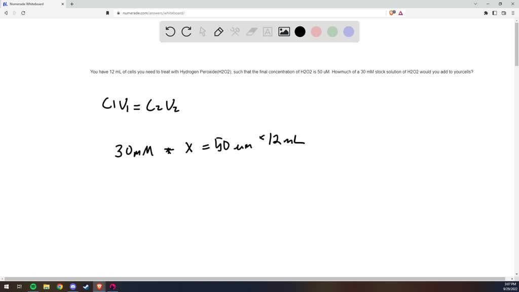 SOLVED: You have 12 mL of cells you need to treat with Hydrogen ...