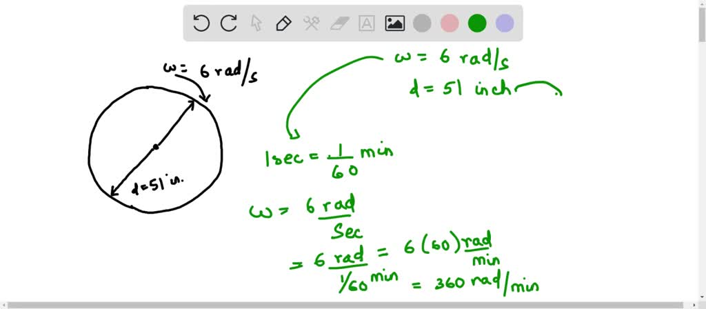 SOLVED: A wheel with a 23-inch diameter is turning at the rate of 55 revolutions per minute ...