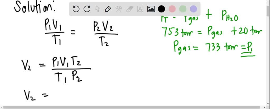 SOLVED: A 157-mL sample of gas is collected over water at 22Â°C and 753 torr. What is the volume ...