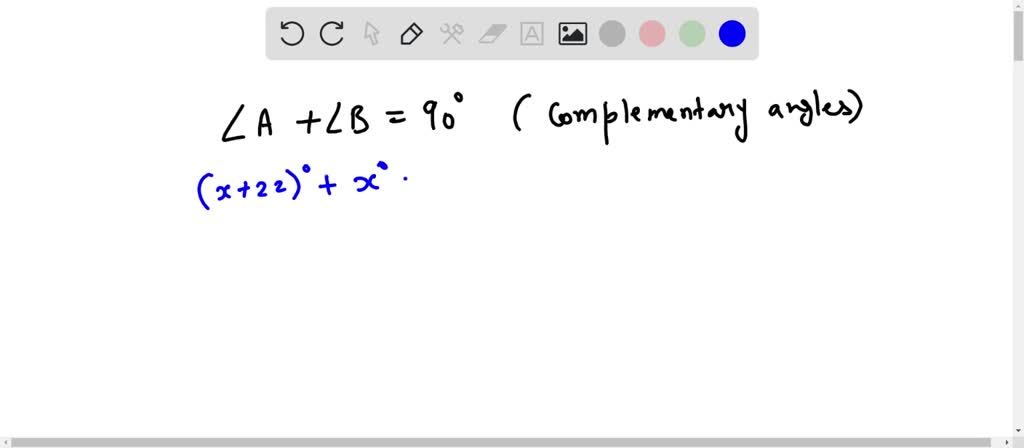 SOLVED: Angles A and B are complementary. Two separate angles are shown ...
