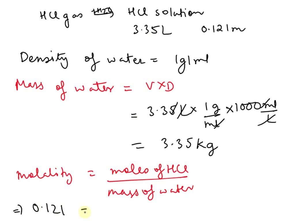 SOLVED: Find the volume of HCl gas at STP required to prepare 3.35L of ...