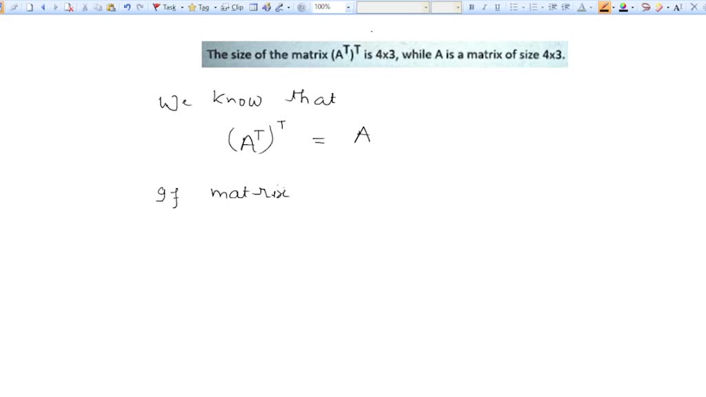 SOLVED: The dimension of a matrix with 6 columns and 4 rows is 6x4 ...