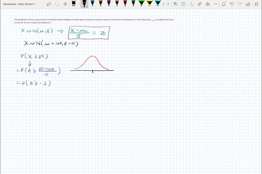Solved The Distribution Of Iqs As Measured By The Wechsler Adult