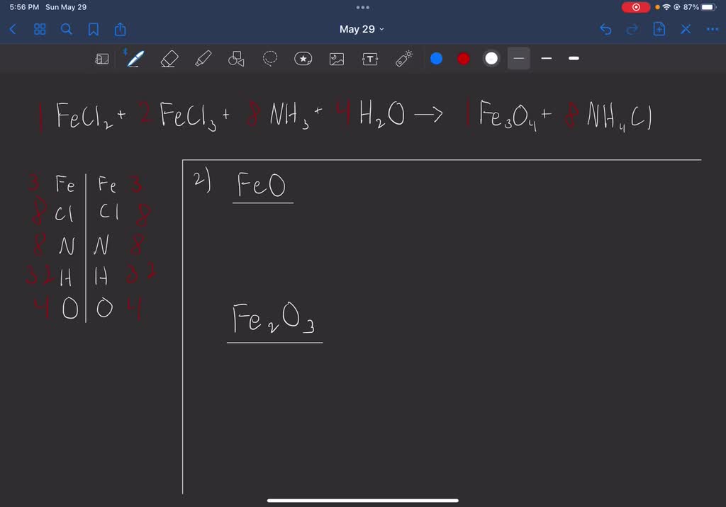 SOLVED: What is the balanced reaction equation for the ferrofluid ...