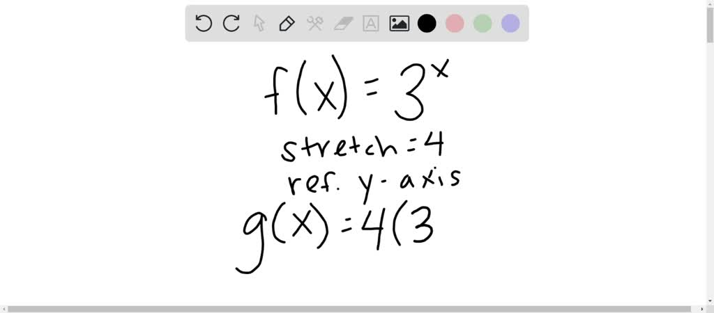 SOLVED: The graph of f(x)=3^x is reflected about the y -axis and stretched vertically by a ...