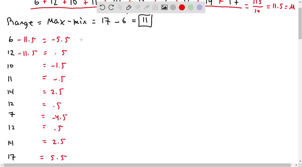 SOLVED: Calculate the range, population variance, and population ...
