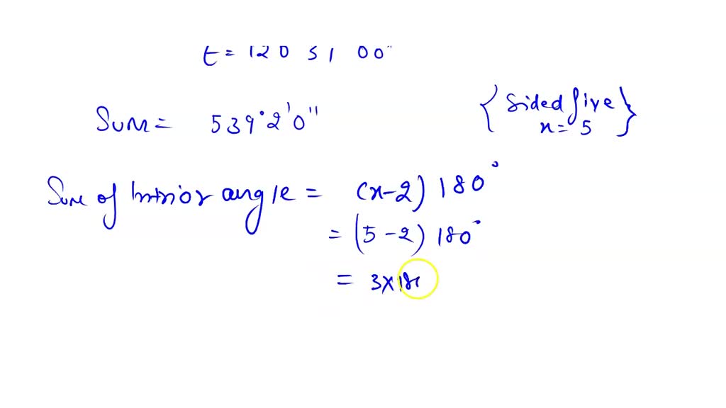 SOLVED: A five-sided, closed traverse has the following interior angles ...