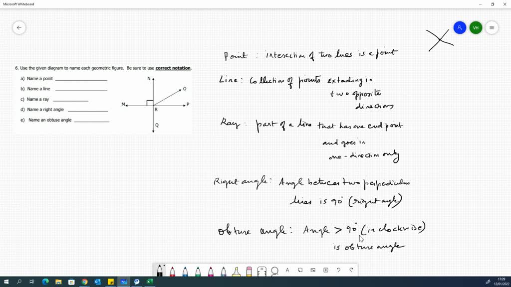 SOLVED: Use the given diagram to name each geometric figure: Be sure to use correct notation ...