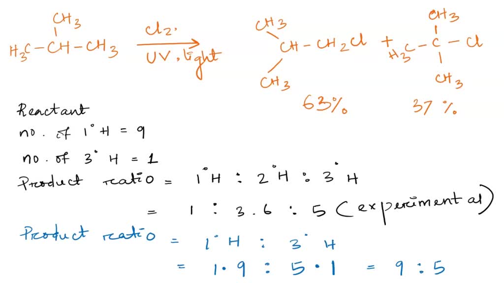 SOLVED: Free Radical Substitution (Ratio of Products) When 2 ...