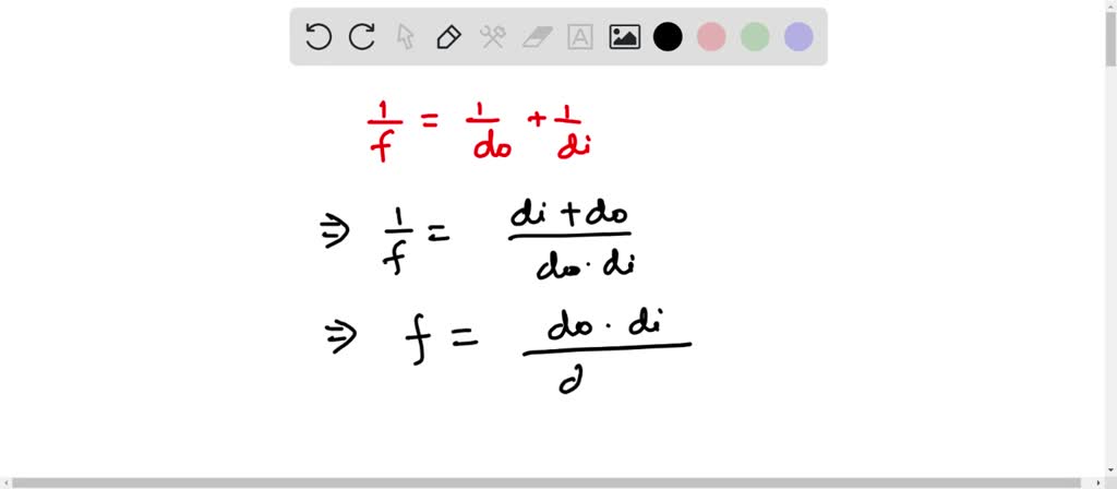 SOLVED: How do you solve for f in the thin lens equation 1/f = 1/do + 1/di?