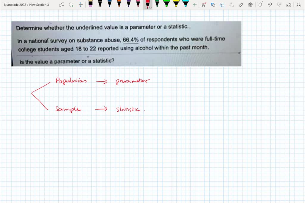 Solved Determine Whether The Underlined Value Is A Parameter Or A Statistic In A National