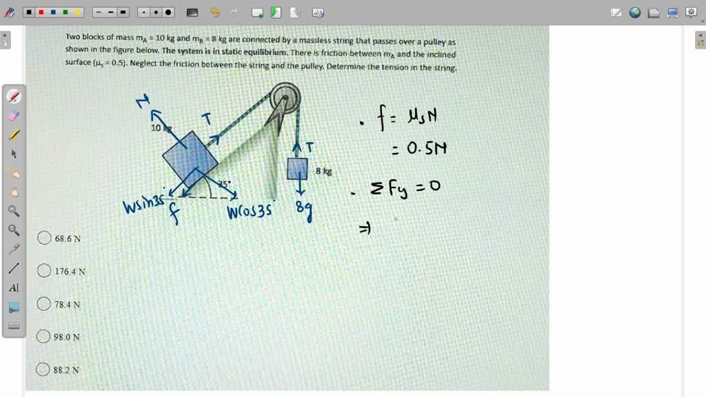 Solved Three Objects Are Connected By Weightless Flexible Strings As Shown In The Figure The