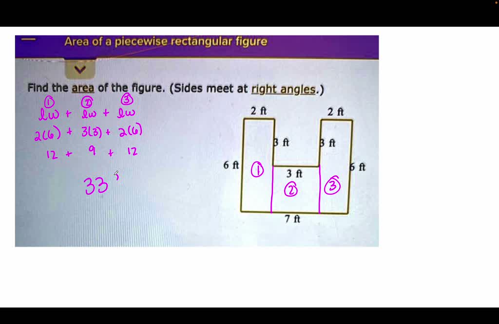 SOLVED: Area of a piecewise rectangular figure Find the area of the ...