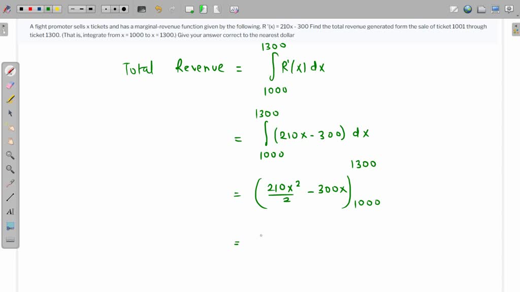 SOLVED: A fight promoter sells x tickets and has a marginal-revenue ...