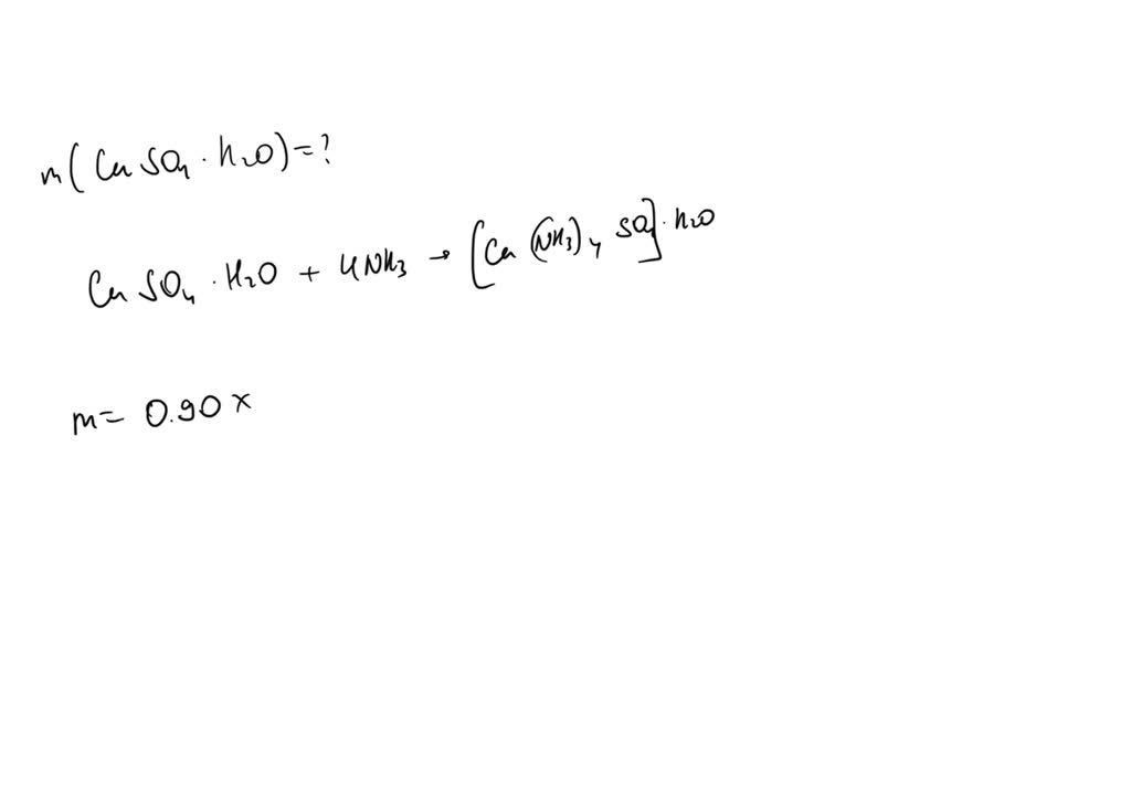 SOLVED: Calculate the mass of CuSO4Â·H2O needed to prepare 3.0 g of [Cu ...