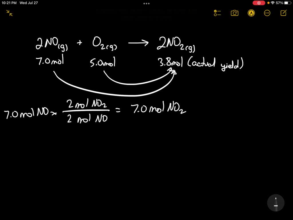 SOLVED: If 10.0 moles of O₂ are reacted with excess NO in the reaction ...