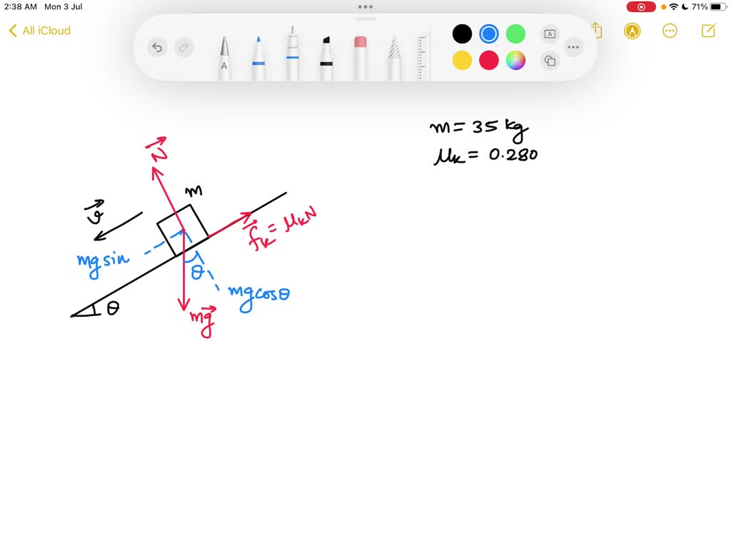 SOLVED: a box with a mass of 35kg slides down a ramp at a constant ...