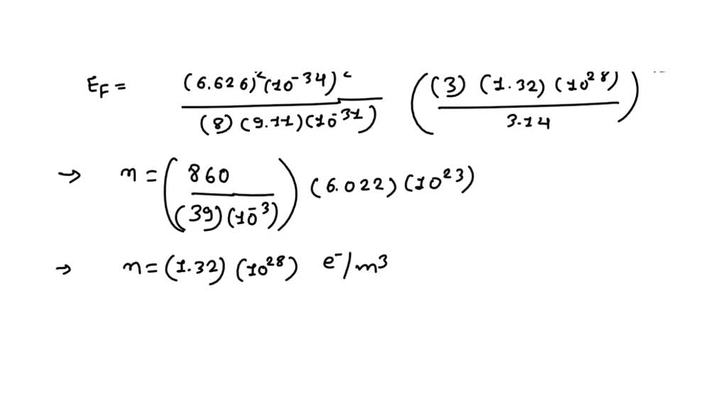 SOLVED: The density of potassium is 860 kg/cubic meter. Calculate the ...