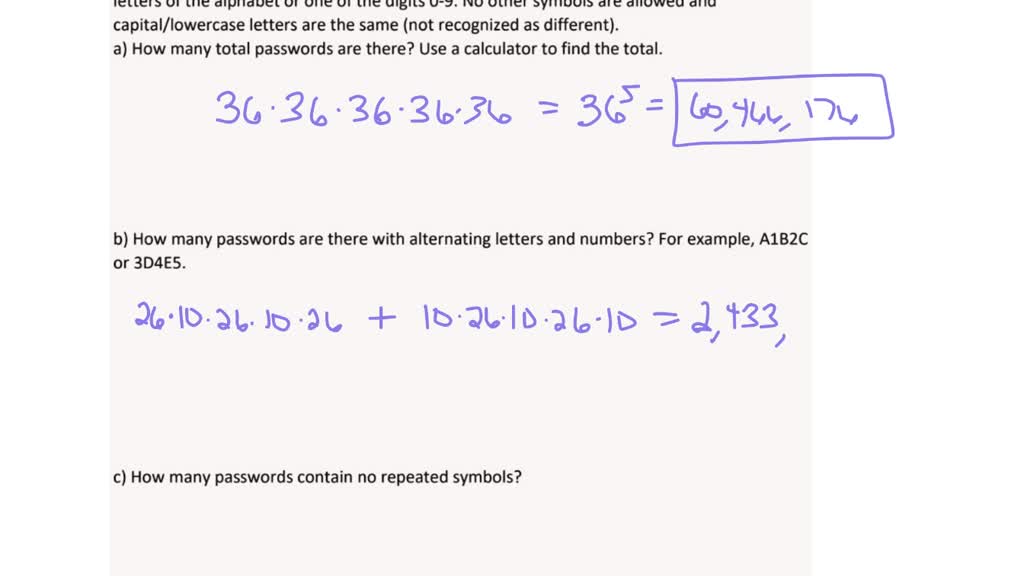 SOLVED: At a certain website, passwords are 5 symbols long. The symbols ...