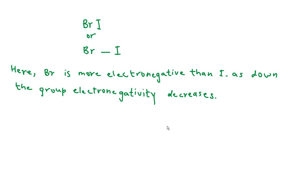 SOLVED: In the molecule BrI, which atom is the negative pole? In the ...