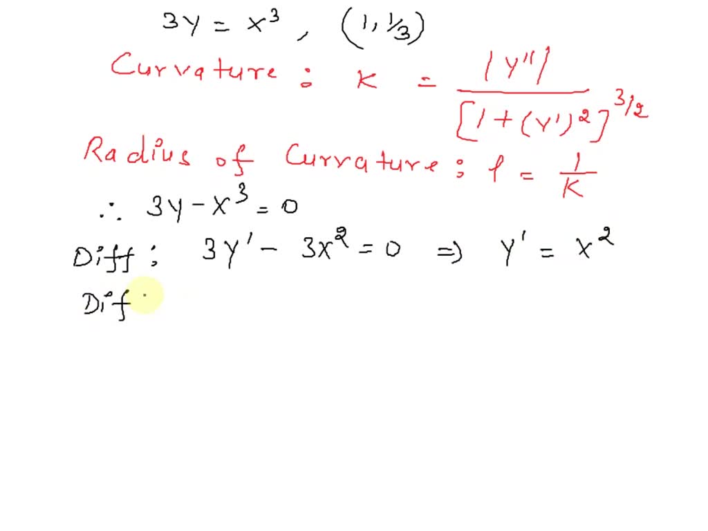 SOLVED: Find The Radius Of Curvature For The Curve 3y X At, 58% OFF