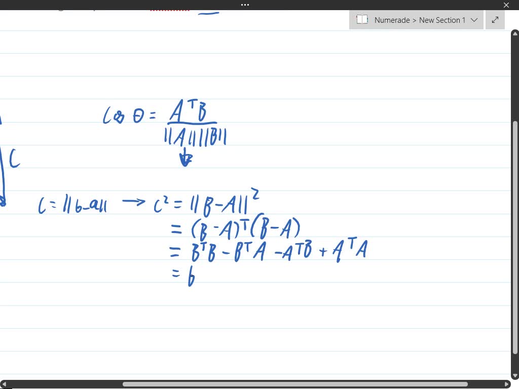 SOLVED: Consider two vectors A and B with angles (Î¸) between their ...