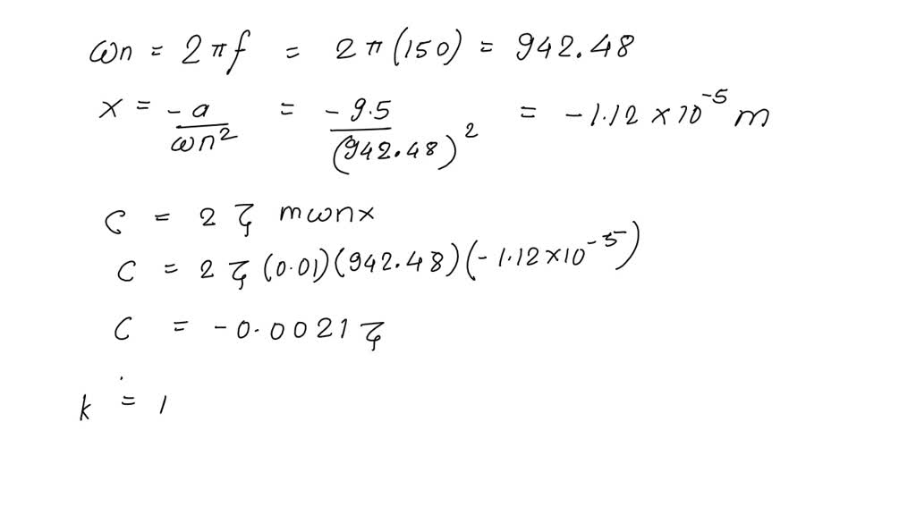 SOLVED: An accelerometer has a suspended mass of 0.01 kg with a damped natural frequency of ...