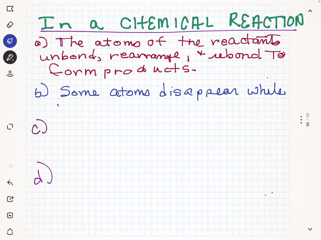 SOLVED: In a chemical reaction* 1 point The atoms of the reactants ...