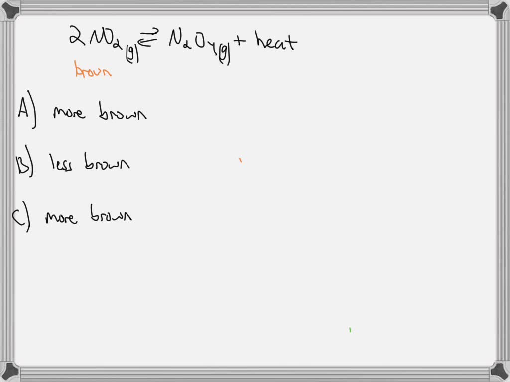 SOLVED: The reaction: 2 NO2 (g) â‡Œ N2O4 (g) is an exothermic reaction ...