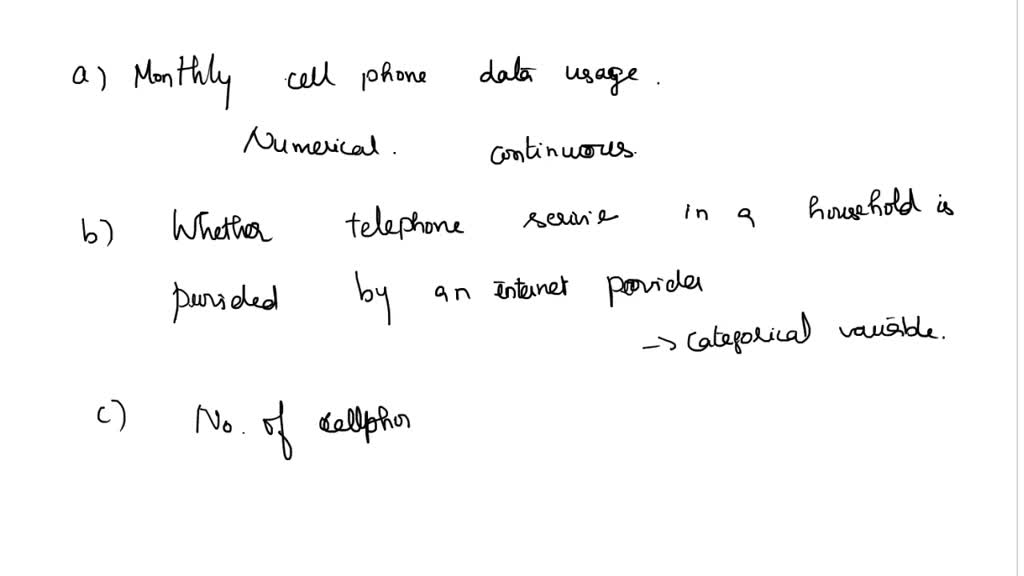 Solved For Each Of The Following Variables Determine Whether The Variable Is Numerical Or