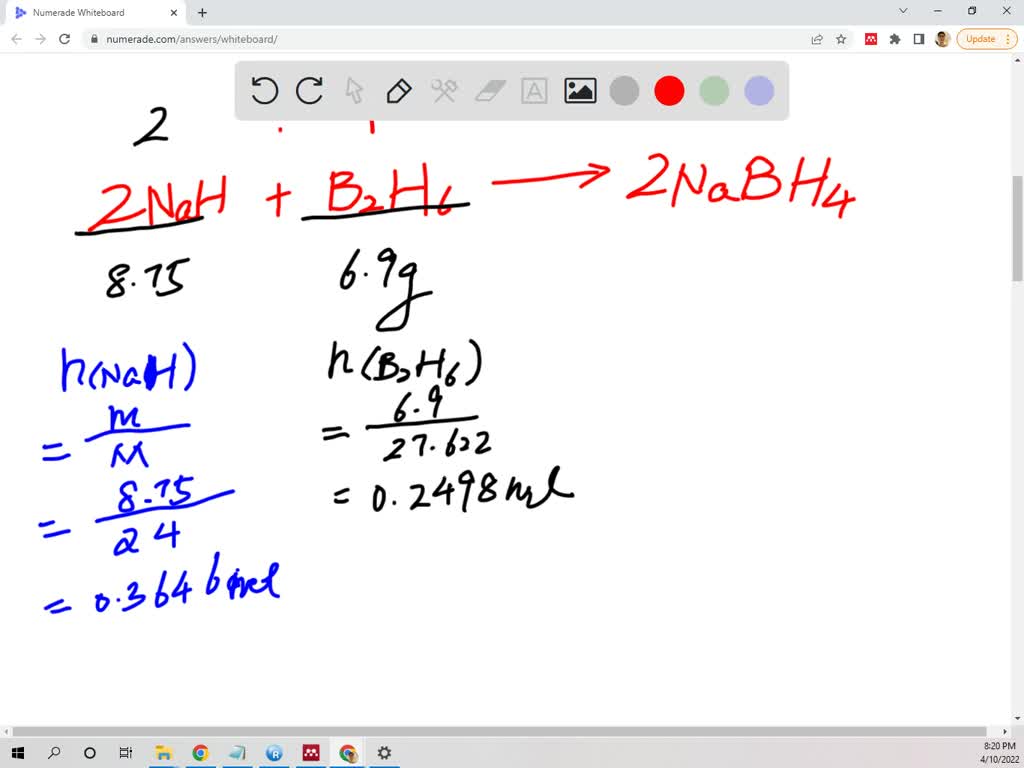 SOLVED: Sodium borohydride (NaBH4) is a nonhazardous compound used to ...