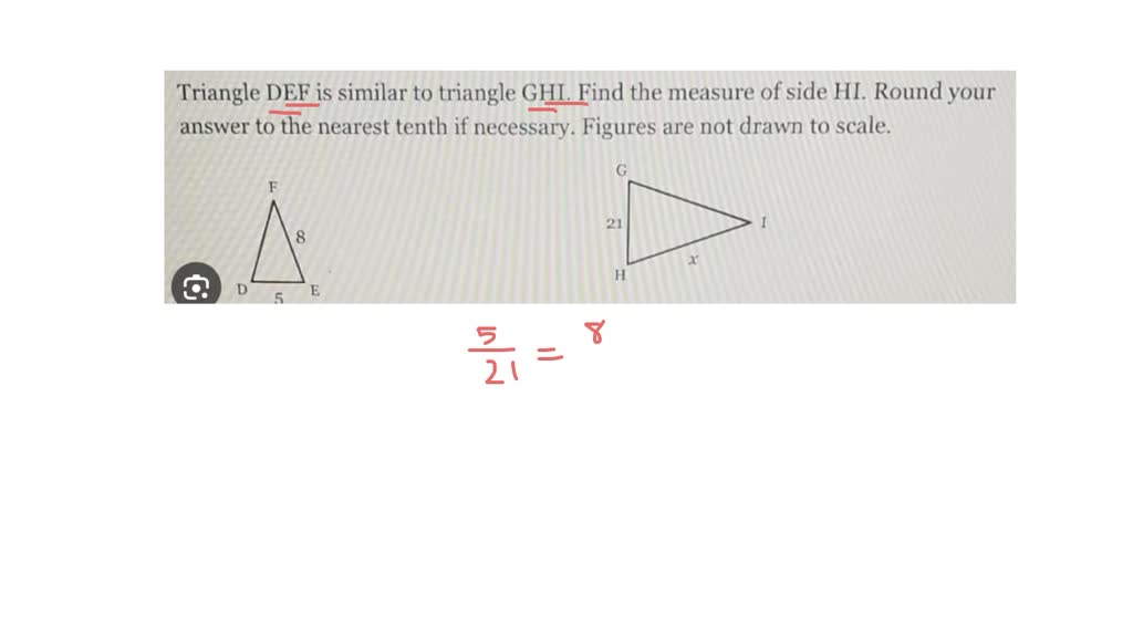 SOLVED: Right triangles ABC, DEF and GHI have congruent angles and proportional sides. The ...