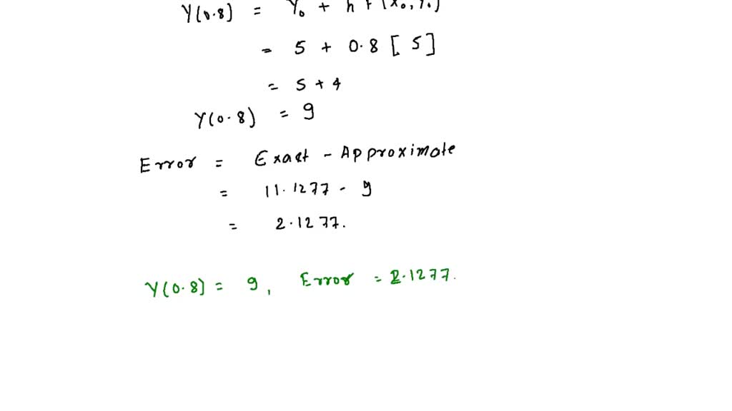 SOLVED: Exercise (c) The error in Euler's method is the difference ...