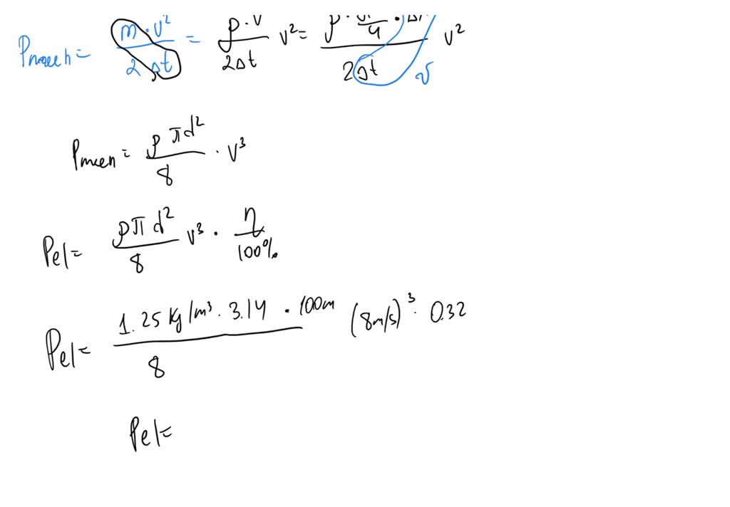 SOLVED: Large wind turbines with a power capacity of 8 MW and blade ...
