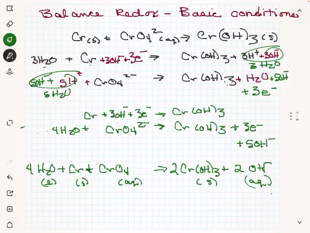 SOLVED: Balance the following redox reactions in basic conditions a. Cr ...