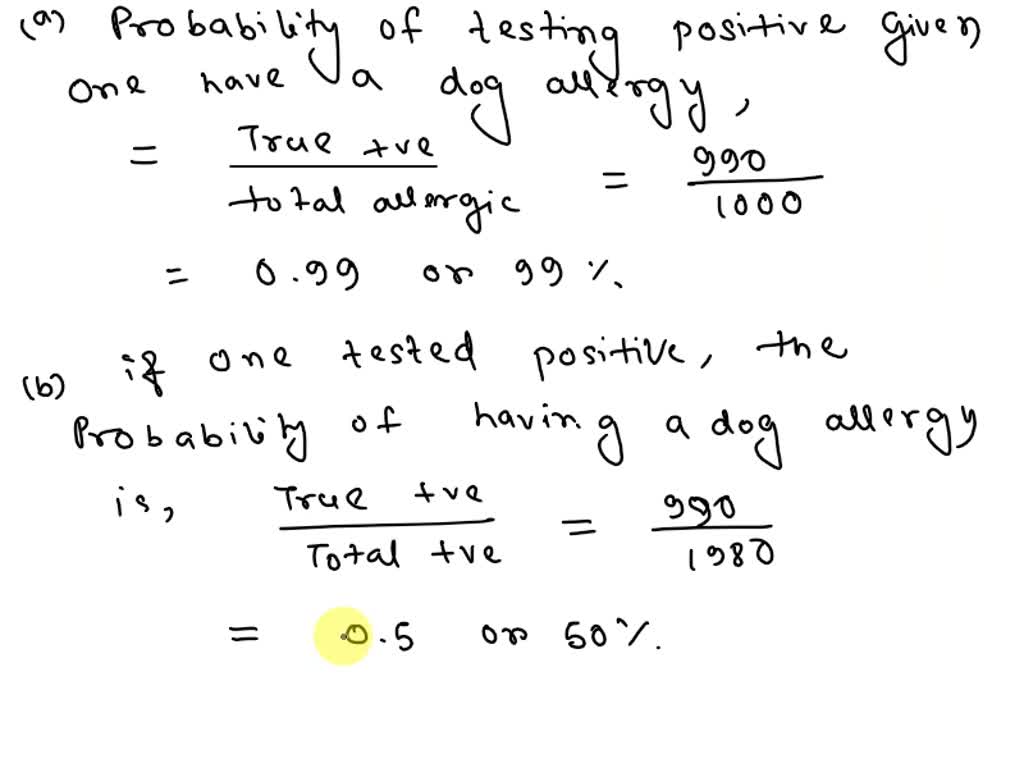 SOLVED: A dog allergy test for people has a 99% accuracy rate. Only 1% ...