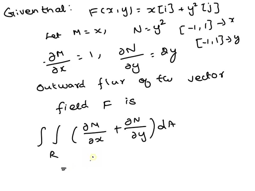 SOLVED: Calculate the outward flux of the vector field F(x,y) = x[i ...
