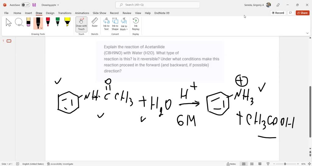 SOLVED: Explain the reaction of Acetanilide (C8H9NO) with Water (H2O ...