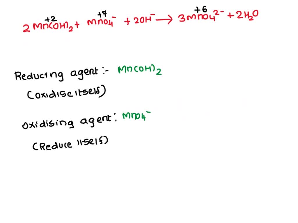 SOLVED: For the following redox equation under basic conditions: Mn(OH)2(s) + MnO4-(aq) â†’ MnO4 ...