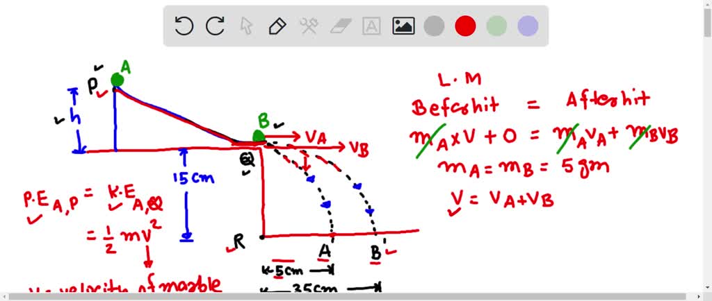 SOLVED: Marble A was released at a certain height of the ramp and hit ...