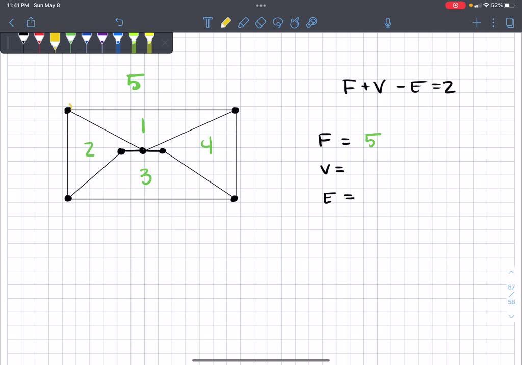 SOLVED: How many vertices Is there the graph below? How many edges? How many faces? Show that ...