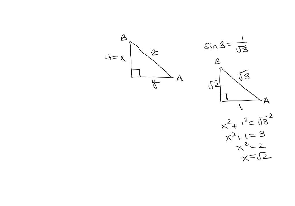 SOLVED: Consider a right triangle with a side of length x opposite angle A, a side of length y ...