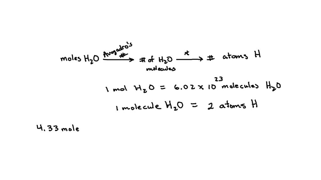 Solved How Many Atoms Of Hydrogen Are Present In 4 33 Moles Of Water